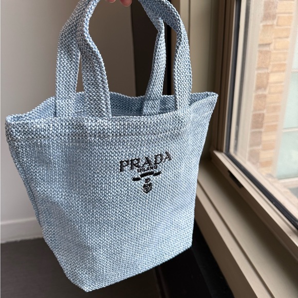 Bags | Prada Straw Tote Bag Gwp Small Tote Bag With Box | Poshmark